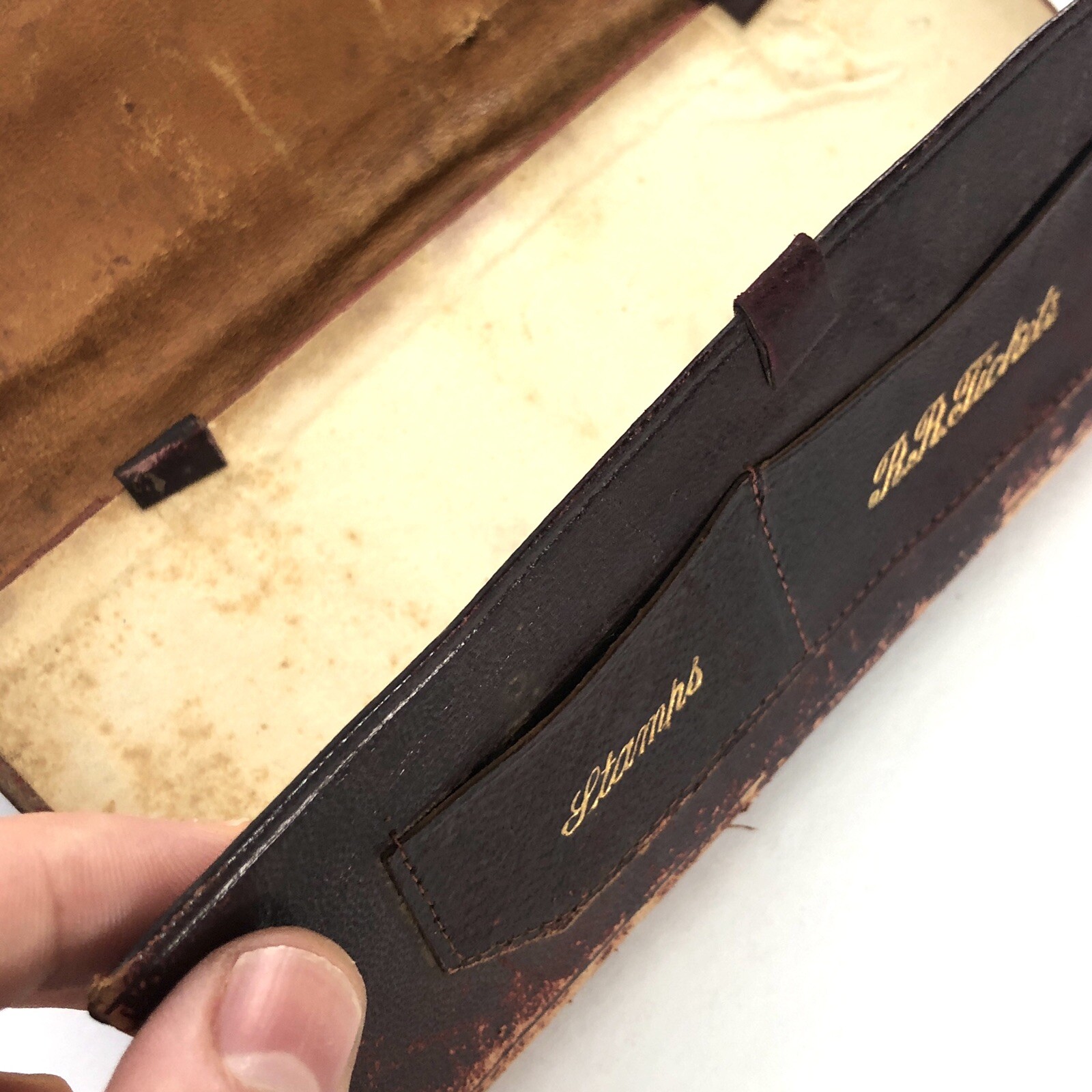 Antique Victorian Railroad Wallet Ticket Stamps Holder Brown Leather ...