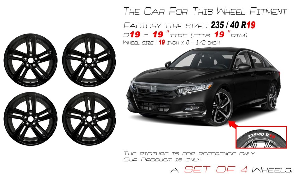 For Honda Accord OEM Design Wheel 19" 19x8.5 2018-2022 All Black 4 PCS ...