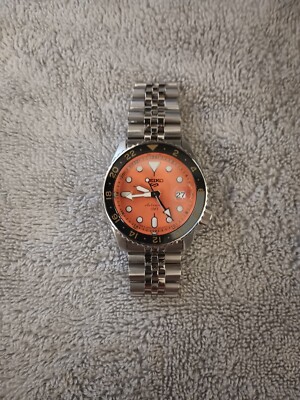 Seiko 5 Sports GMT Watch -Orang Dial 4R34-00AD | eBay
