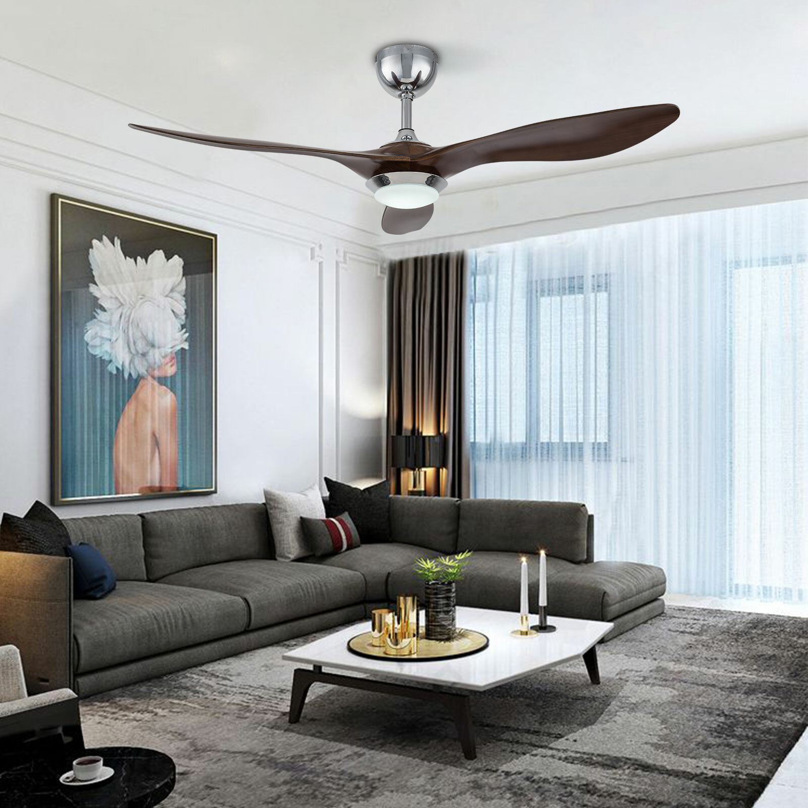 3 Blade Ceiling Fan With Light And Remote | Shelly Lighting