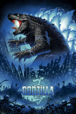 Godzilla Sam Mayle Large Blue Variant Movie Poster Giclee Print Art ...