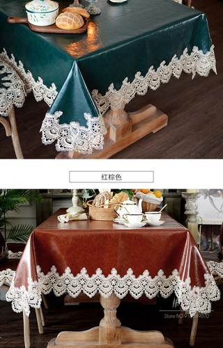 Leather Lace Square Tablecloth Waterproof Rectangle Party Dining Tea ...