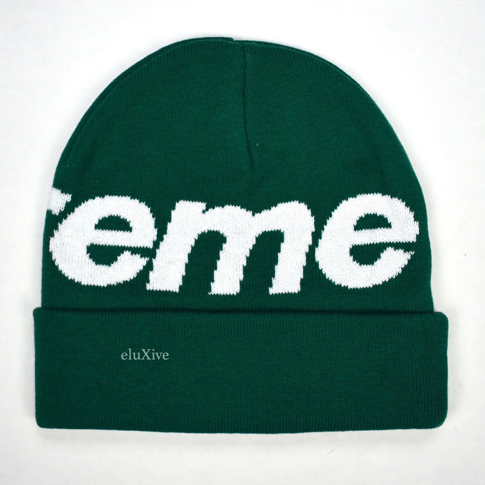NWT Supreme NY Big Logo Knit Beanie Hat Dark Green Men's DS FW22 ...