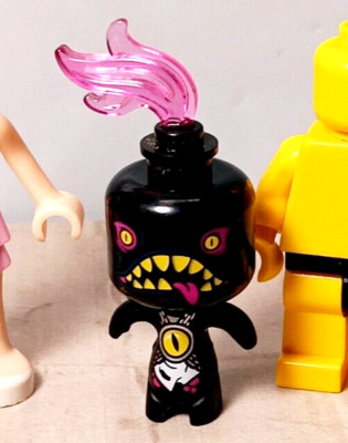 New LEGO Monster BIG HEAD Sharp Teeth Yellow DARK TRANS PINK Flame Evil ...
