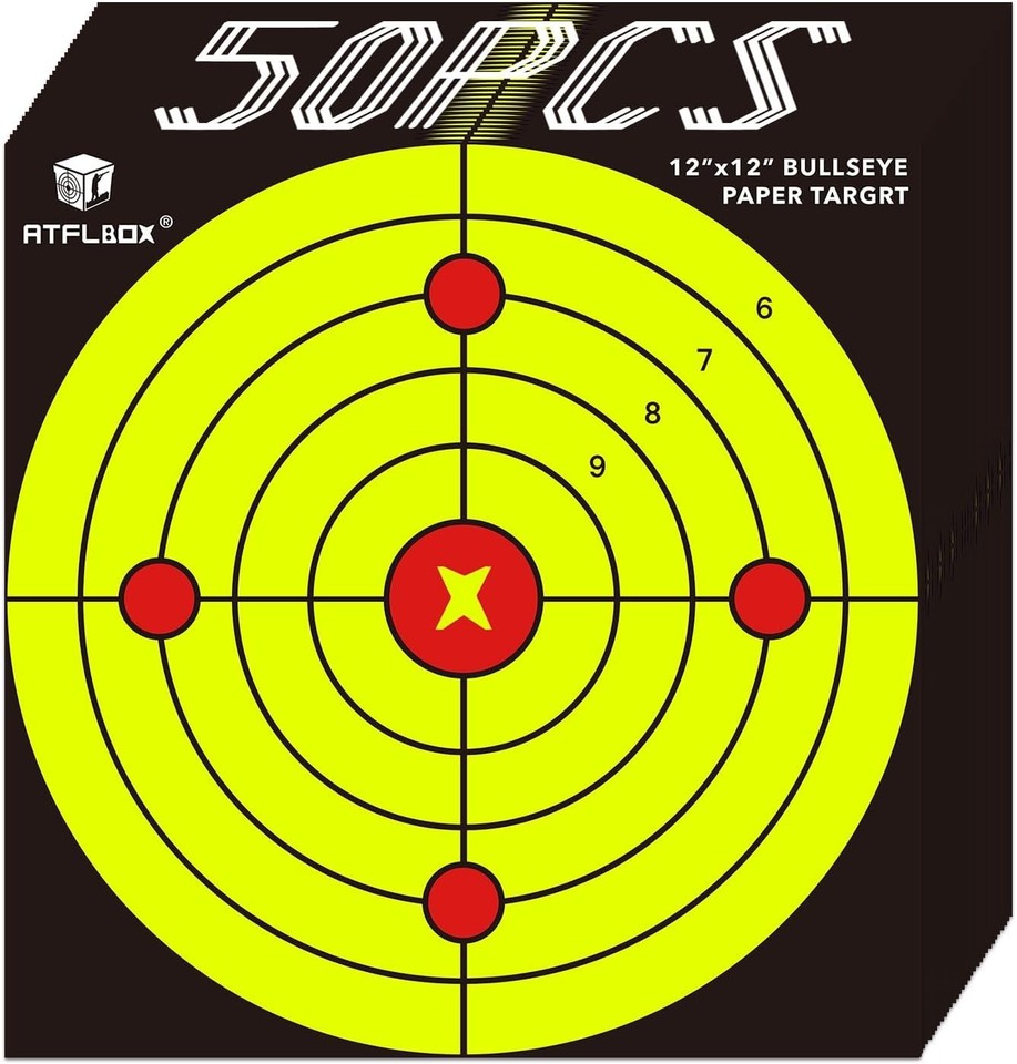 Bullseye Paper Shooting Target for The Range, 12x12 Inch High ...
