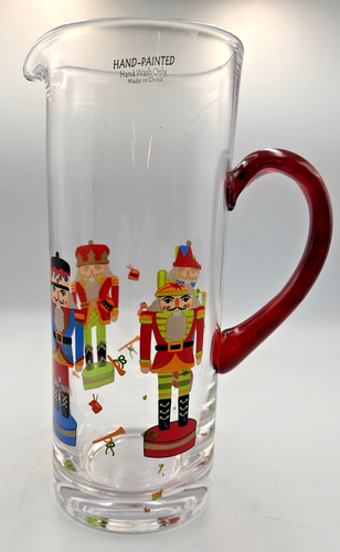 Glass Pitcher Christmas Theme Hand Painted | eBay