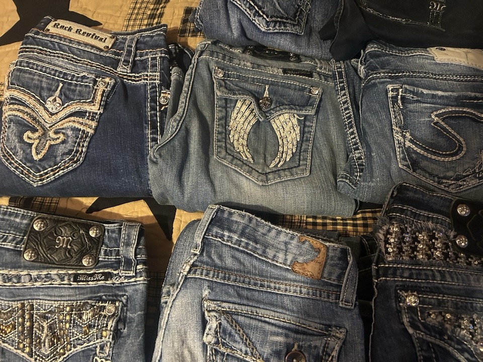 WOMENS LOT OF 12 MISS ME DENIM JEANS JUNIORS ROCK REVIVAL, Silvers ...