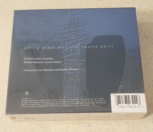 Philip Glass Ensemble Music in Twelve Parts 3 CD Set Michael Riesman ...