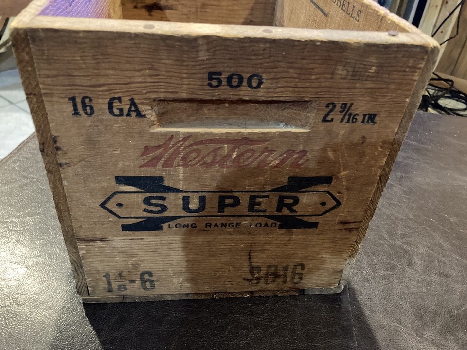 VTG*RARE* WESTERN SUPER X WORLD CHAMPION 16 GA SHOT SHELL WOODEN AMMO ...
