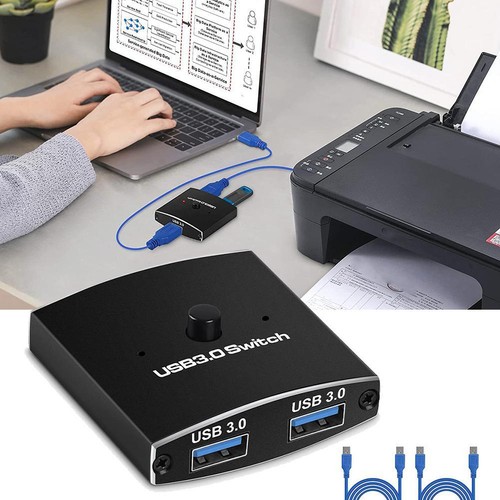 USB 3.0 Switch Selector KVM Switch 5Gbps 2-in-1 Out Two-Way USB Sharer ...