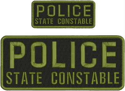 POLICE STATE CONSTABLE embroidery Patches 4x10 and 2x5 hook on back BLK ...