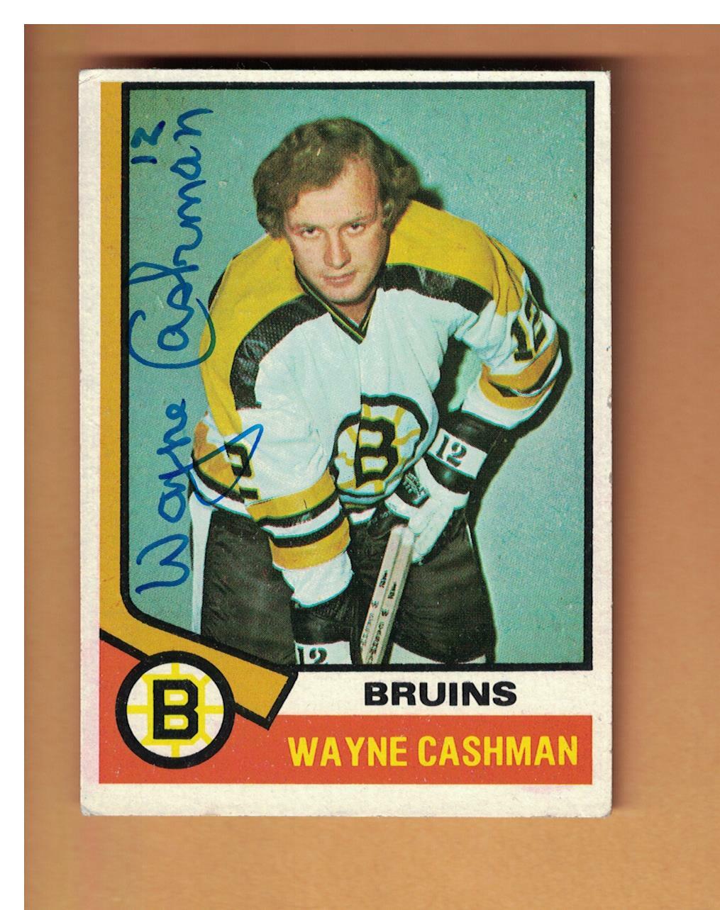 WAYNE CASHMAN AUTOGRAPHED 1974-75 TOPPS HOCKEY CARD SIGNED BOSTON ...