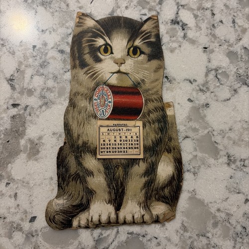 CORTICELLI SILK THREAD CAT CALENDAR 1911 - VINTAGE - C F HAWLEY ...