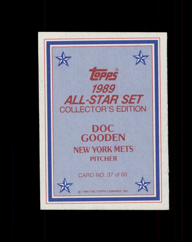 Doc Dwight Gooden Signed 1989 Topps #37 Autograph IPA In Person ...