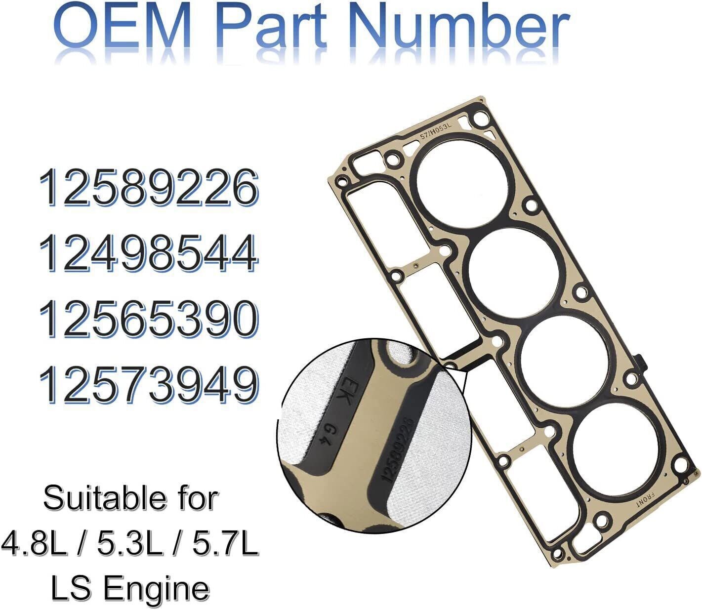 Cylinder Head Gaskets Set for LS1/LS6 V8 4.8L 5.3L 5.7 Liter Engines ...