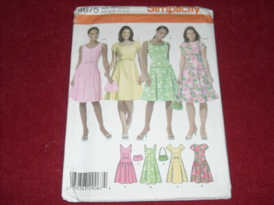 🌸 SIMPLICITY #4675 - LADIES PRETTY ( 5 STYLE ) DRESS & PURSE PATTERN 6 ...