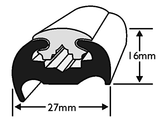 Boat D Fender Rubbing Strake 27mm Base Black With Black Insert PVC 15 ...