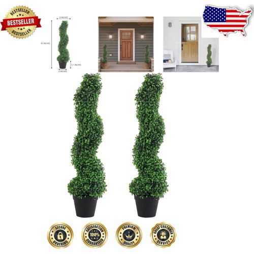 Elegant 3ft Artificial Boxwood Trees – Low-Maintenance Outdoor Plants ...