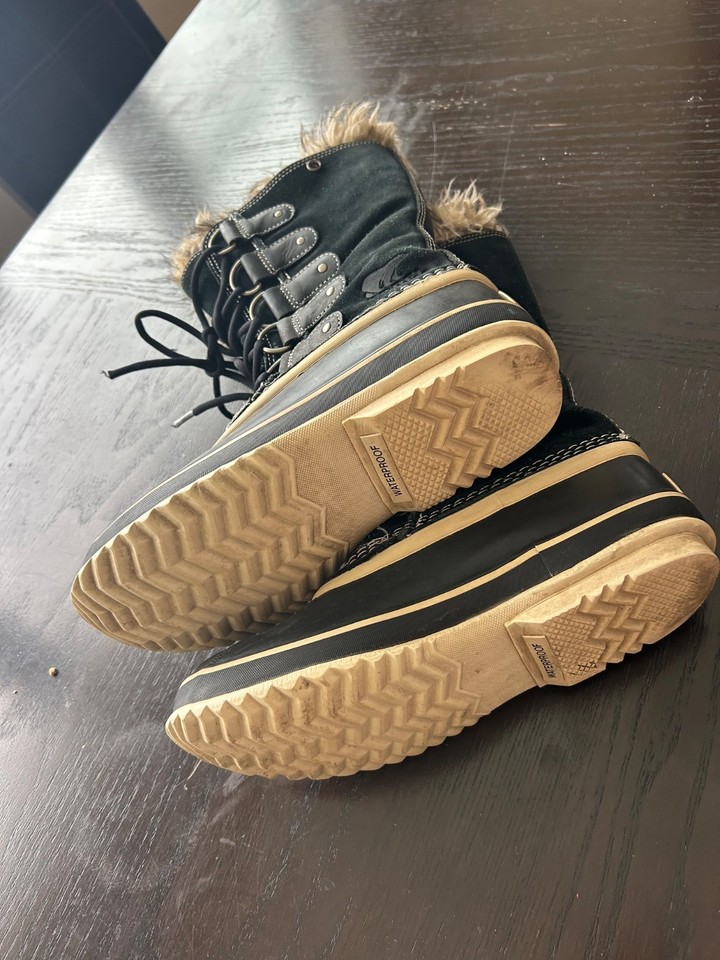 Sorel Womens Joan Of Arctic Black Mid Calf Lace-Up Snow Boots Size 9 | eBay