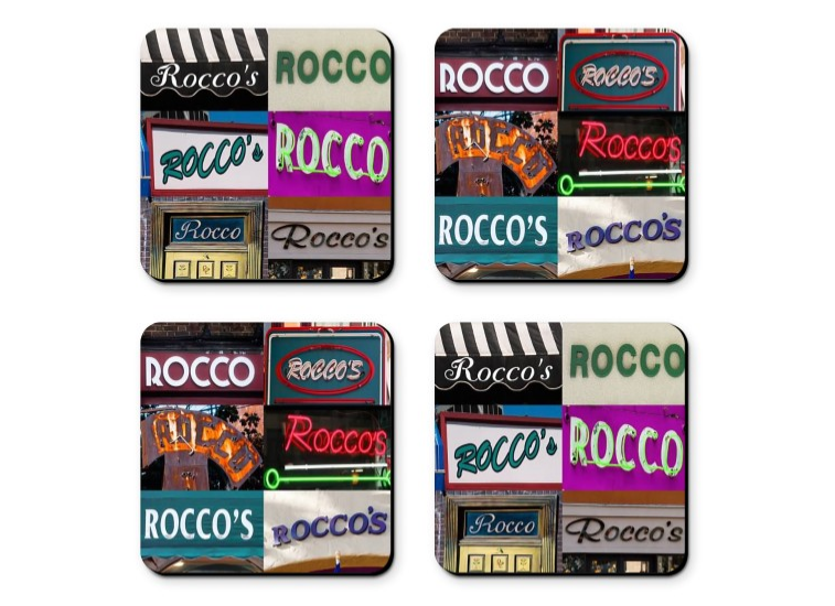 Personalized Coasters featuring the name ROCCO in photos of signs - Set ...