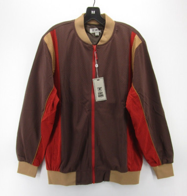 Stacy Adams Jacket Men Medium Brown Track Coat Mesh Casual Full Zip ...
