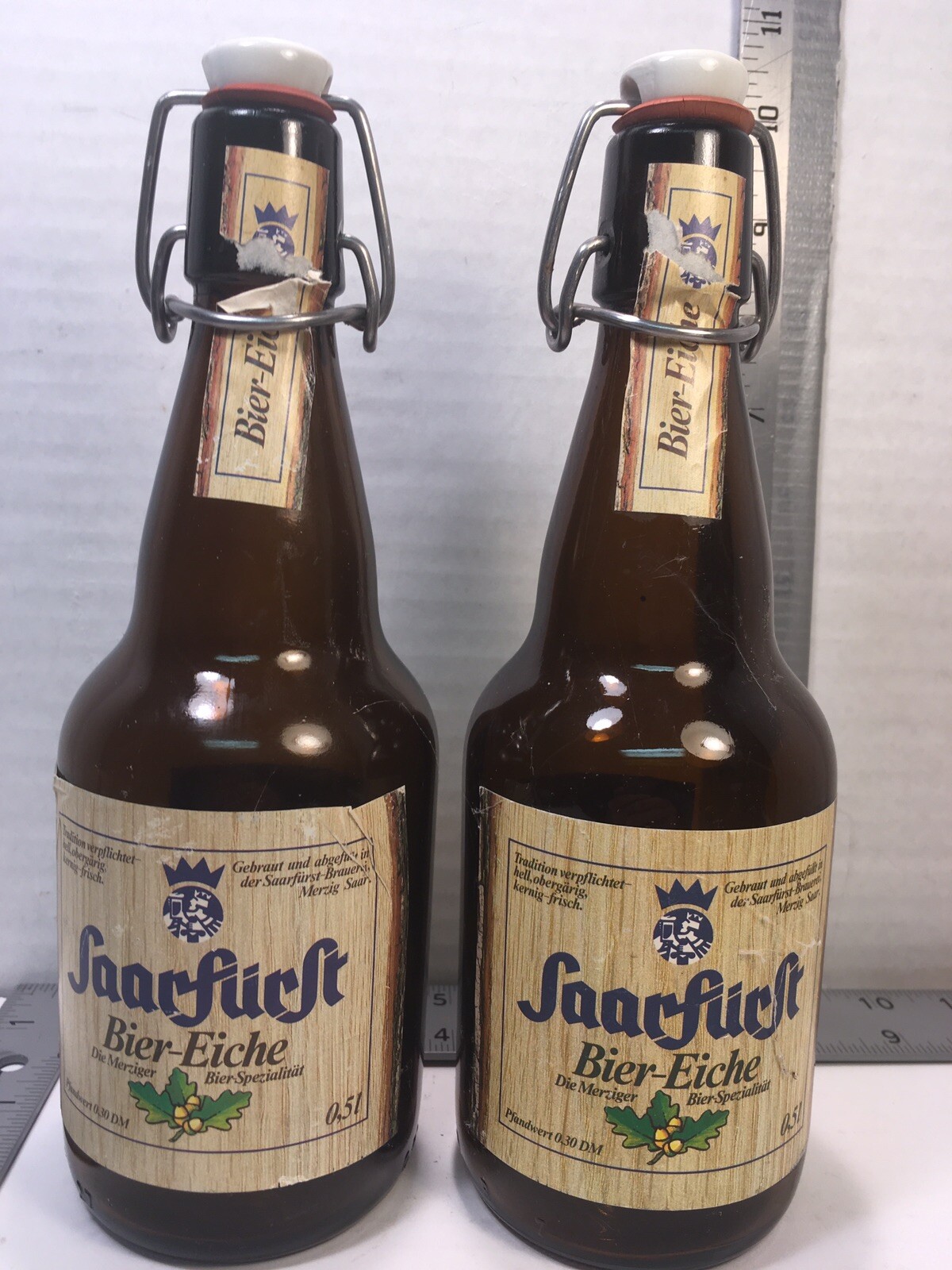 SAARFURST BIER-EICHE BEER BOTTLES Lot of 2 Vintage w/ Ceramic Swing Bail Caps | eBay