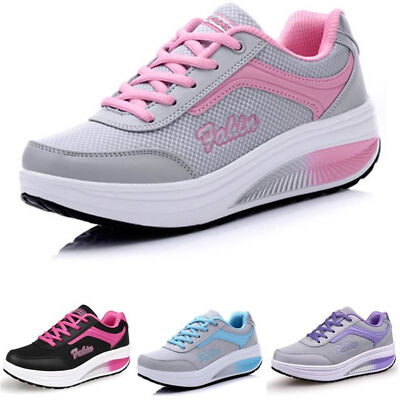 WOMENS LADIES RUNNING TRAINERS SPORTS SNEAKERS KNIT LACE UP COMFY GYM ...