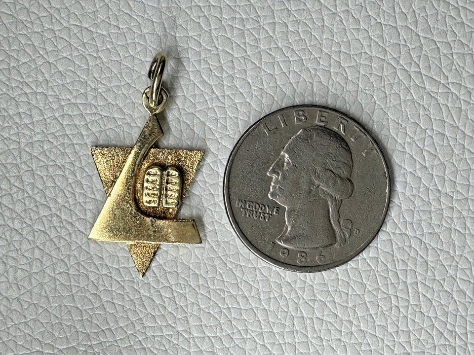 Vintage Estate 14k Yellow Gold Jewish Star of David Tablets of Law 3D ...