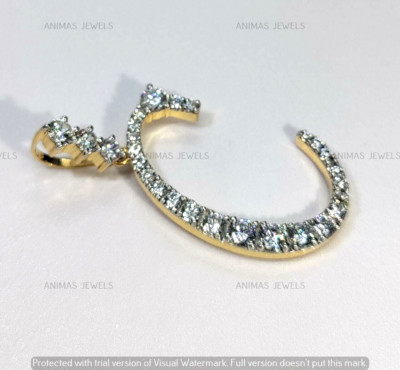 1/2CT Lab-Created Diamond Letter C Alphabet Charm Pendant 14K Yellow ...