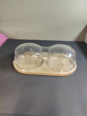 Horizon Cloche Tray Set with Glass Dome Lids | eBay