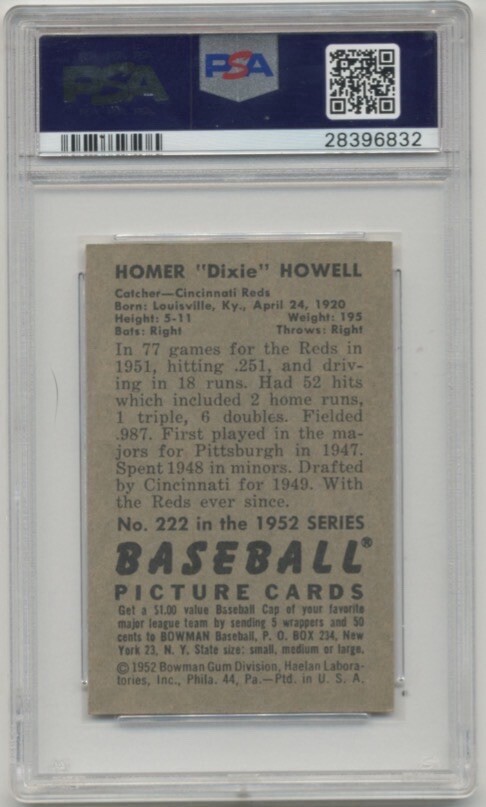 1952 BOWMAN DIXIE HOWELL #222 PSA 6 EX-MT | eBay