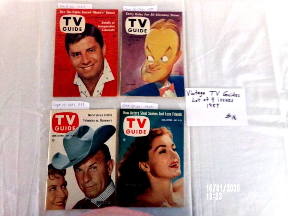 VINTAGE TV GUIDES-LOT OF 9 ISSUES- 1957 (#16) | eBay