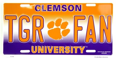 Clemson Tigers Metal License Plate NCAA Auto Tag College Vanity Team ...
