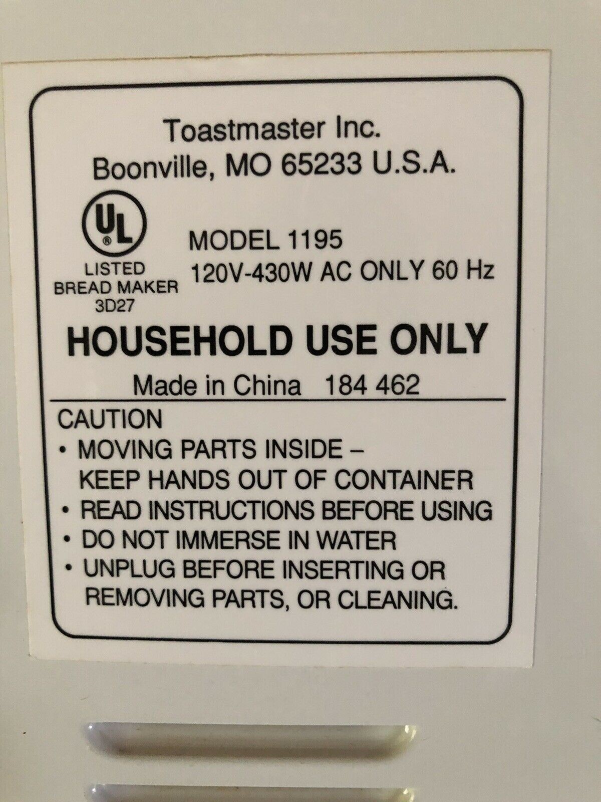 Pan Seal Kit for Toastmaster Bread Maker Models 1195 (8MKIT-HD) 1195A ...