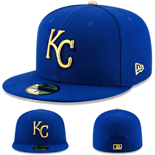 New Era Kansas City Royals Blue Fitted Hat MLB 2017 Authentic ALT Gold ...