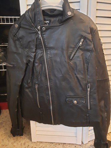Hot Topic Black Leather Jacket Used Size M | eBay