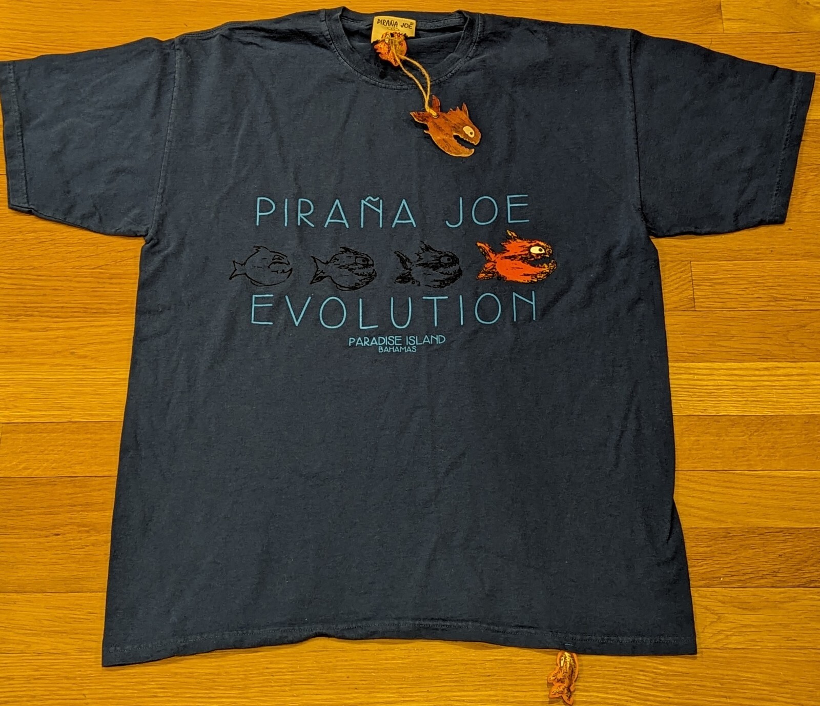 NEW Pirana Joe Evolution Bahamas Blue T-shirt With Stuffed Charm Paradise Island | eBay