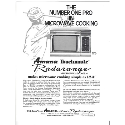 Amana Microwave Print Ad Vintage 70s Retro Oven Touchmatic Radarange ...