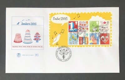 GB 2015 STUART FDC SMILERS MINI SHEET WITH MOTHERBY PENRITH SHS PMK ...