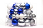 62 Pack of Blue, Silver, and White Assorted Ball Ornaments | eBay