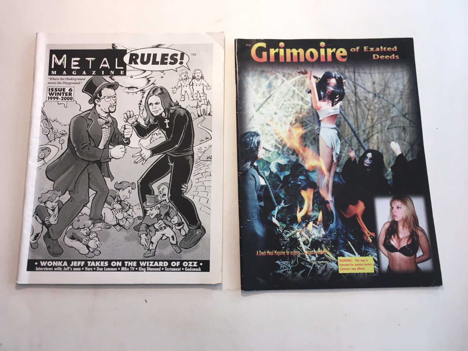 * 2 metal rules OZZY #6 GRIMOIRE#16 m. fate king zines metal thrash ...