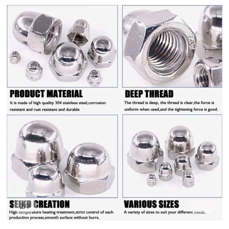 12mm (M12) Acorn Dome Nut Cap 1 piece Stainless Steel 304 SS Fasteners ...