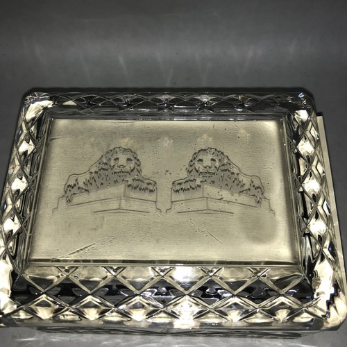 Full Lead Crystal Trinket Box By Jaffa with Etched Lions 2 1/4T 4 3/4 L ...