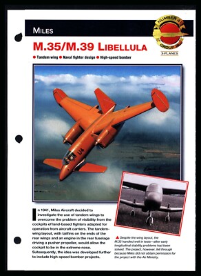 "M.35/M.39 LIBELLULA MILES" Aircraft of World Spec Sheet X-Planes 16.41 ...