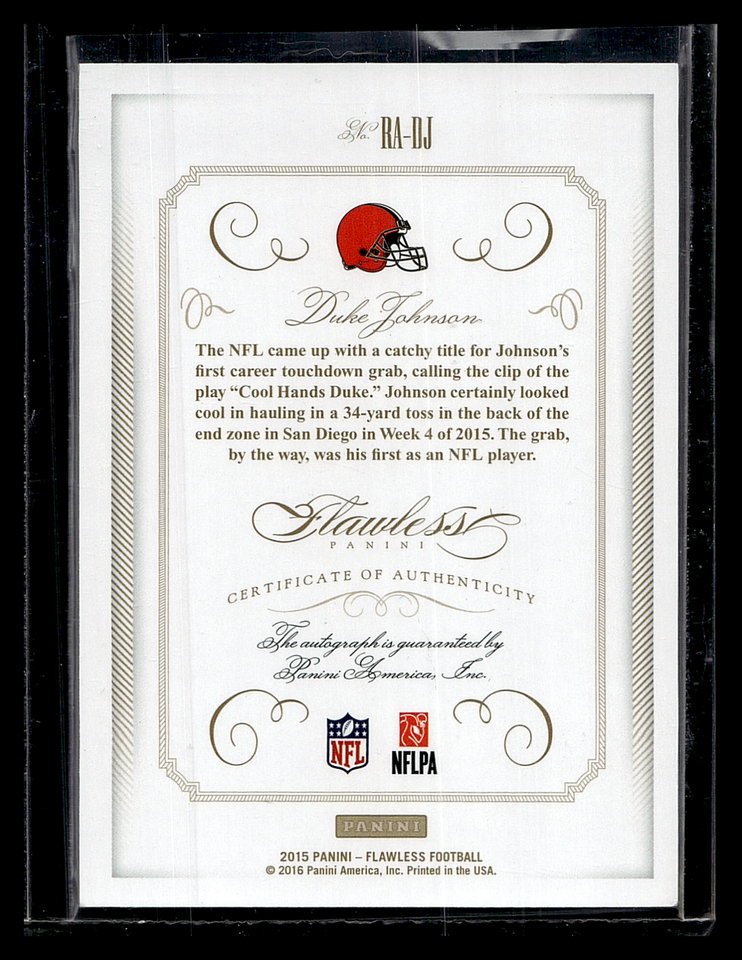 2015 PANINI FLAWLESS ROOKIE AUTOGRAPHS #RADJ DUKE JOHNSON #ED /25 ...