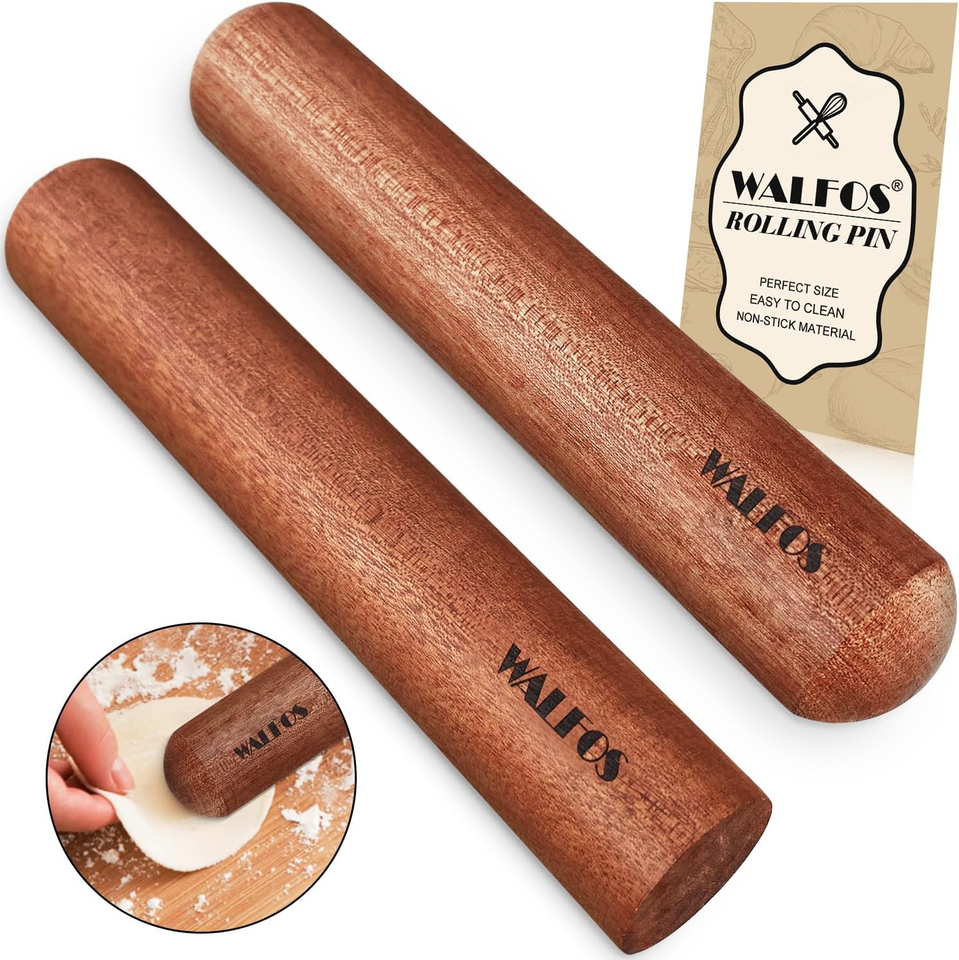 Marble Rolling Pin with Wooden Handles & Wood Cradle, 16.5 Inch Marble ...