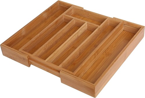 Extendable Bamboo Cutlery Box Wood Kitchen Drawer Organiser Utensil ...