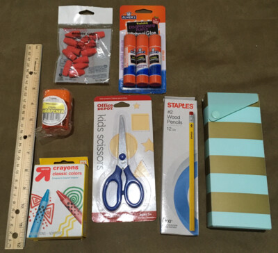 School Supplies- Glue Stx, Pencils, Scissors, Crayons, BOY, GIRL. Back ...