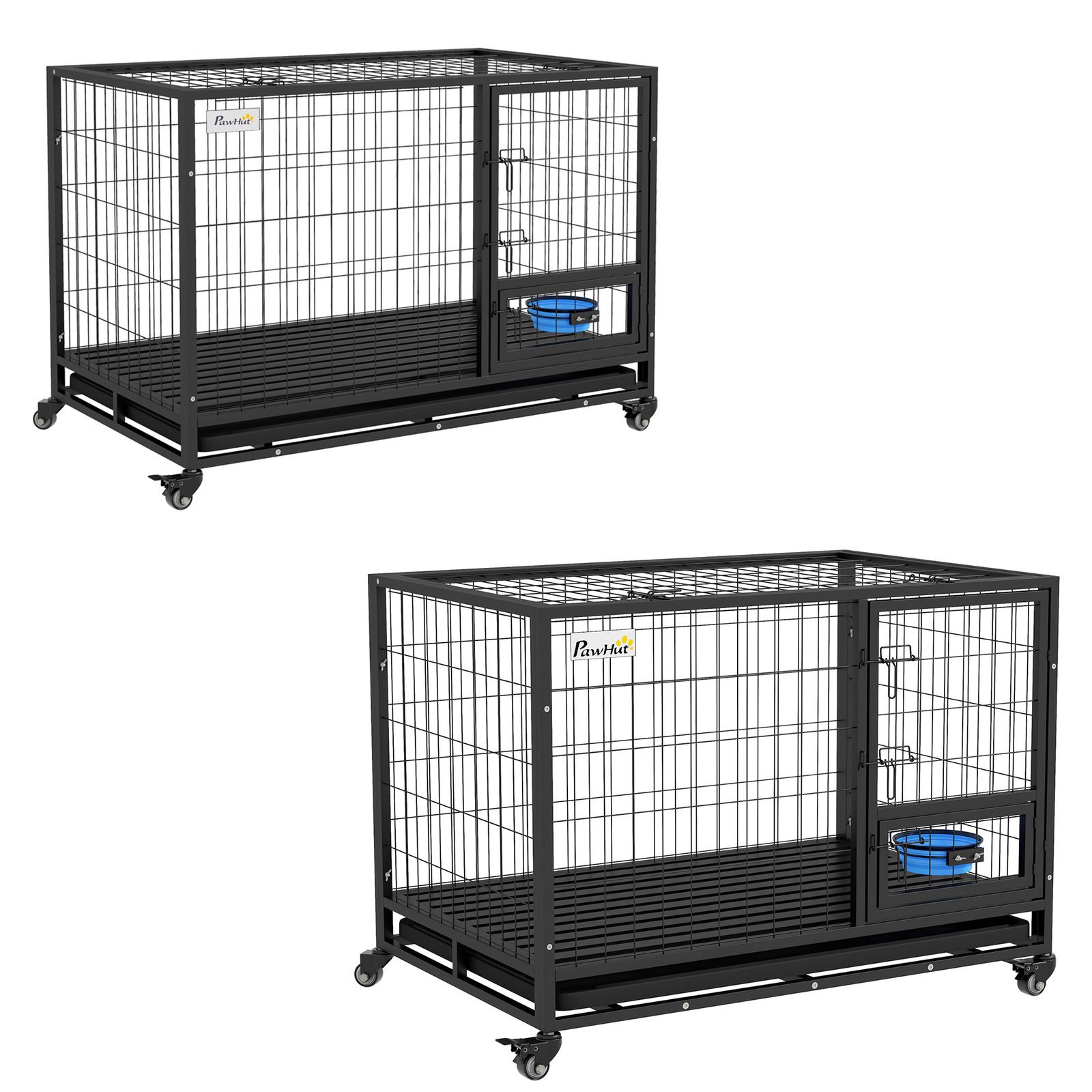 Heavy Duty Dog Crate with Bowl Holder, Wheels | eBay