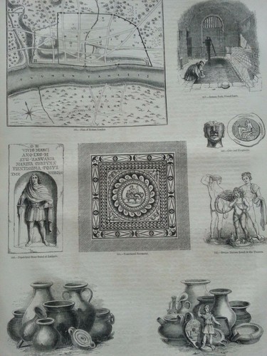 Antique London Print Roman London C1860's Roman Bath Strand Lane ...